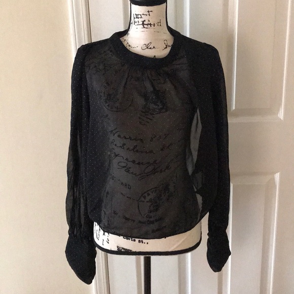 Soho | Tops | Soho Black Sheer Mesh Top With Golden Sequins | Poshmark